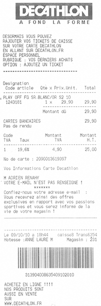Le ticket de caisse chez Décathlon » Web Centric